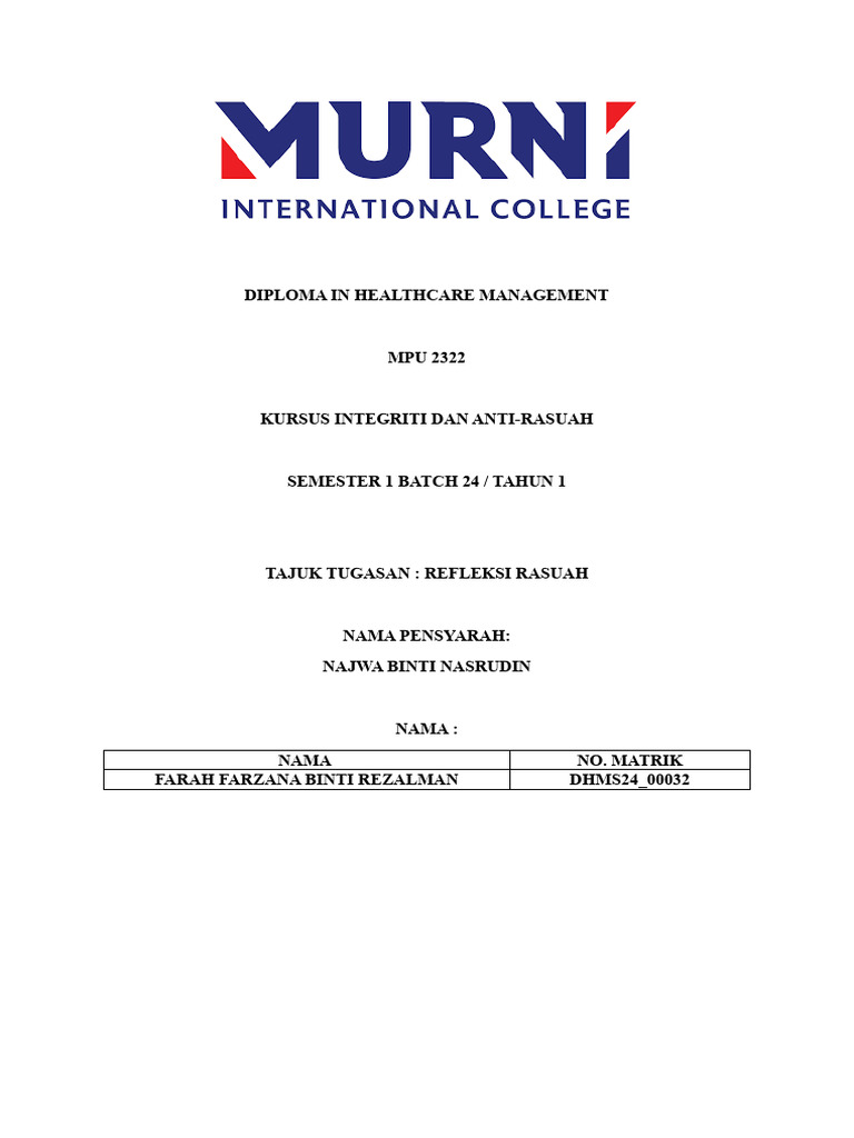 Assignment KIAR Refleksi | PDF