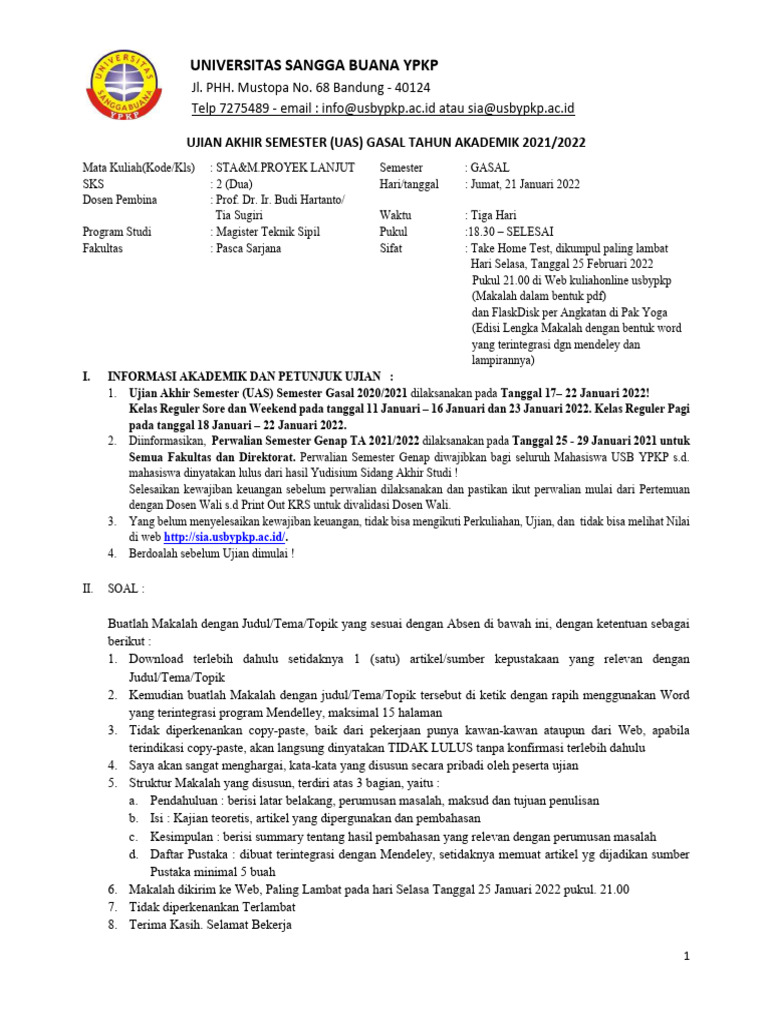 Final Oke Uas Sta Lanjut 21 Jan 22 | PDF