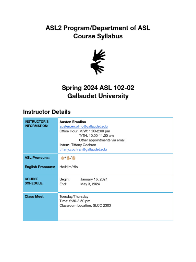 Asl 102-02 Syllabus Spring 2024 | PDF | Critical Thinking | American ...