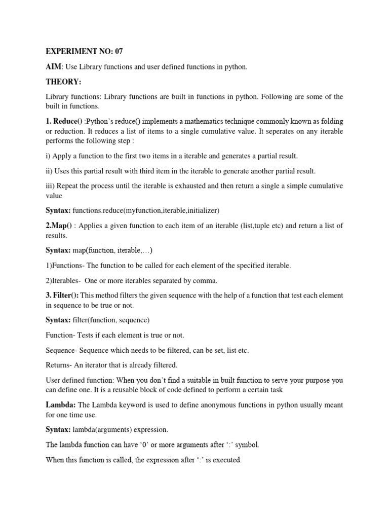 Exp7 Python | PDF | Parameter (Computer Programming) | Anonymous Function