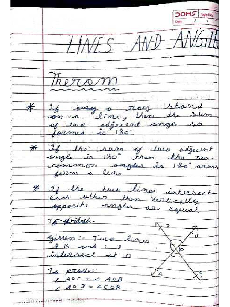 Lines and Angle 9th Class Math | PDF