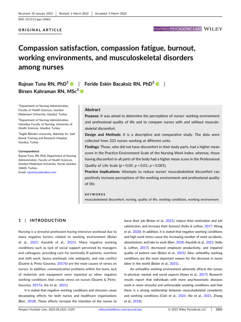 Compassion Satisfaction, Compassion Fatigue, Burnout, Working ...