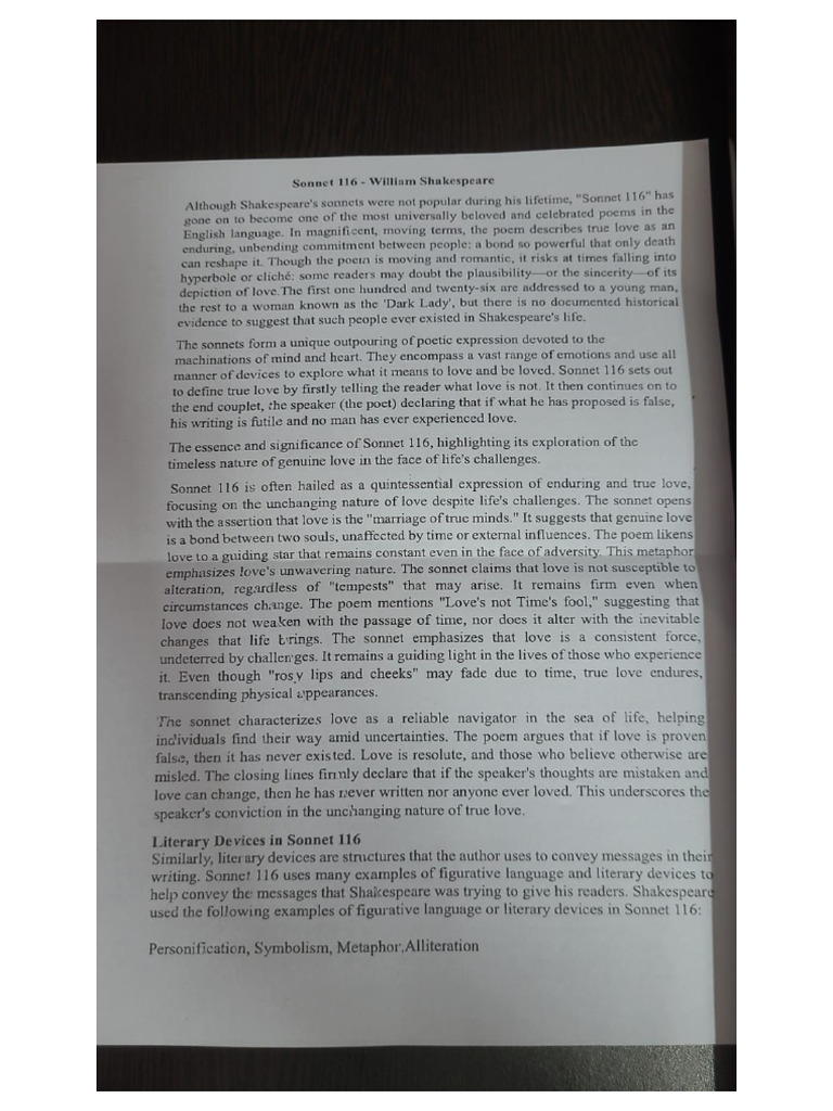 Sonnet 116 Notes | PDF