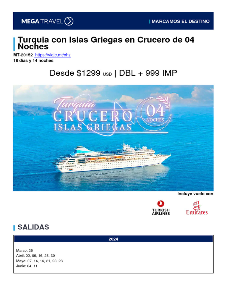 Turquia Con Islas Griegas en Crucero de 04 Noches | PDF | Estanbul | Constantinopla