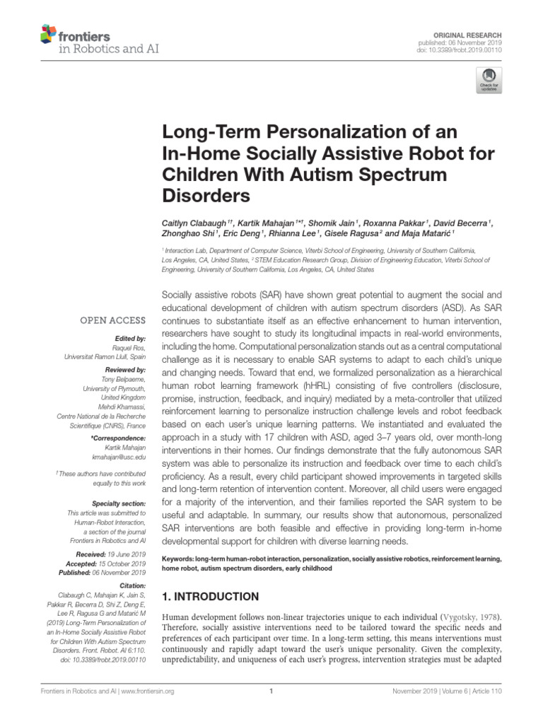 10 Long-Term Personalization of An In-Home Socially Assistive Robot For ...