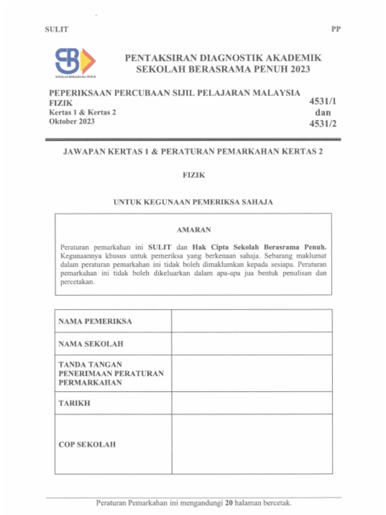 Skema TRIAL SBP 2023 | PDF