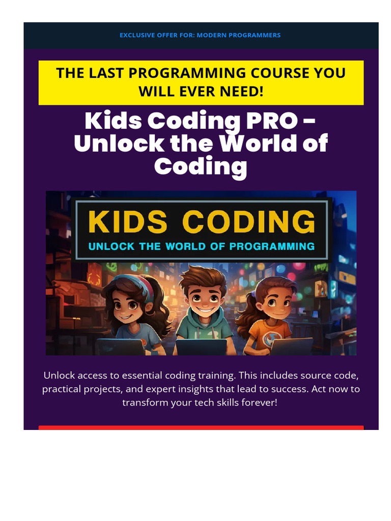 Kids Coding: Unlock The World of Programming Digital - Membership Area | PDF | Computing