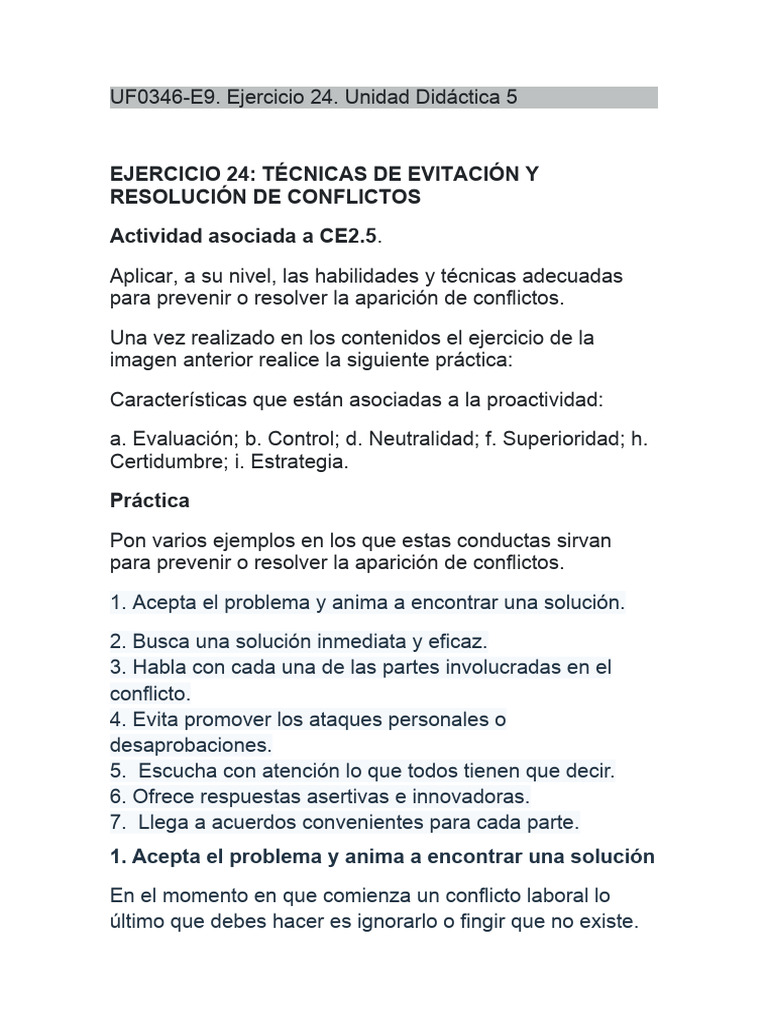 UF0346-E9. Ejercicio 24. Unidad Didáctica 5 | Descargar gratis PDF | Gestión de recursos humanos