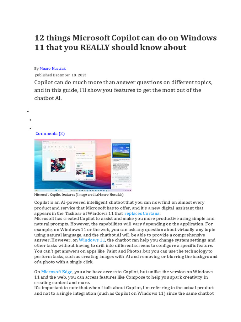 12 Things Microsoft Copilot Can Do On Windows 11 That You REALLY Should Know About | PDF ...