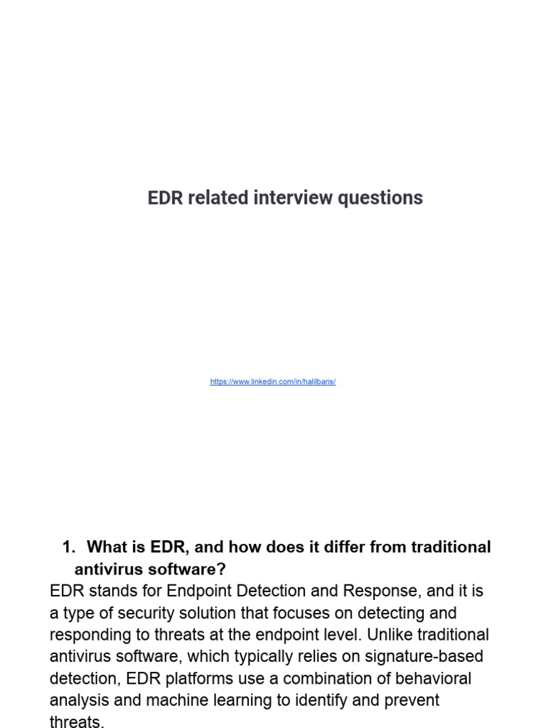 EDR Related Interview Questions | PDF | Security | Computer Security