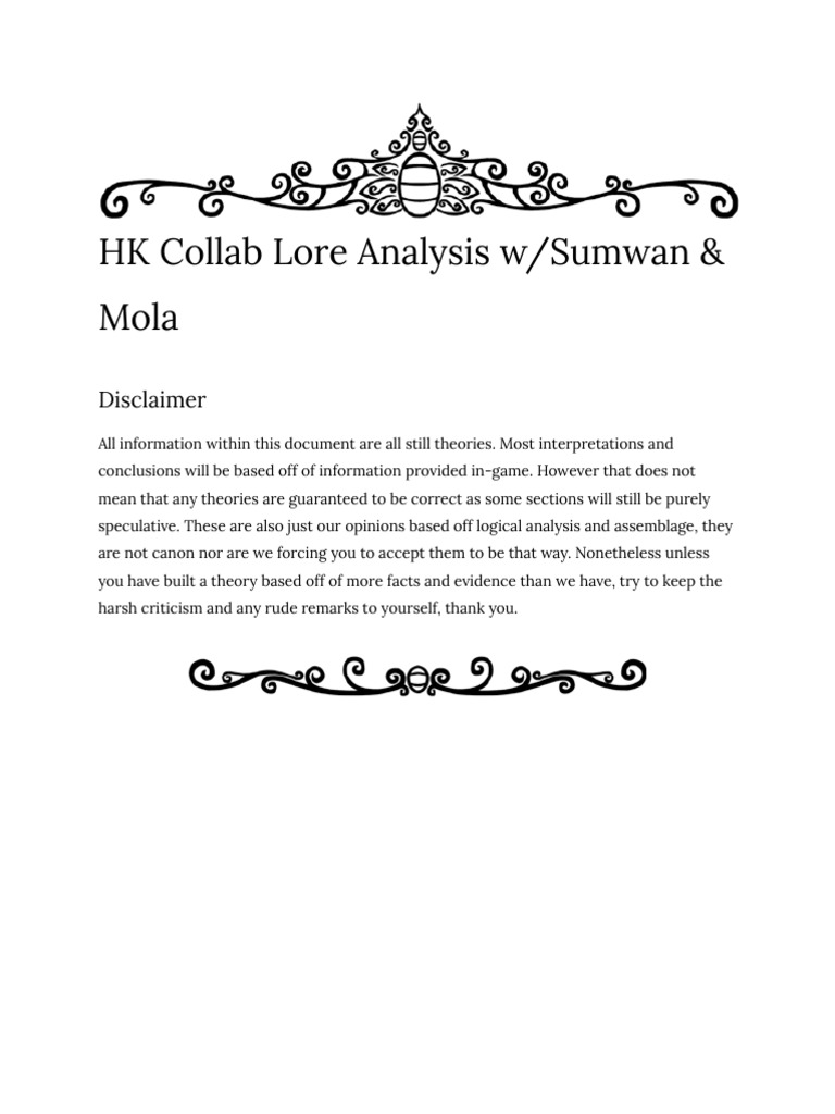 Collab HK Lore Analysis | PDF | Dream | Lake