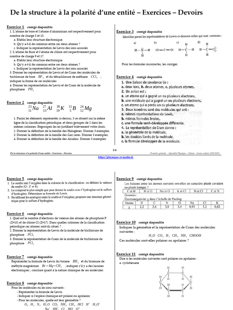 Polarité et Structure des Molécules | PDF | Science & Mathematics
