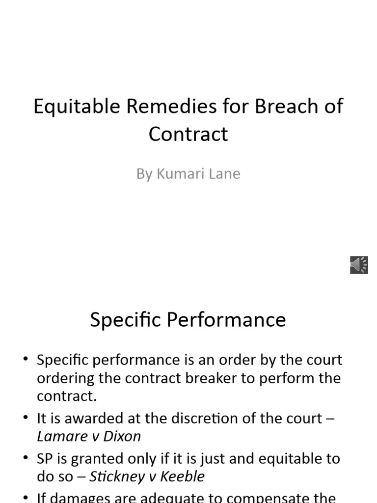 1-Equitable Remedies For Breach of Contract | PDF | Specific ...