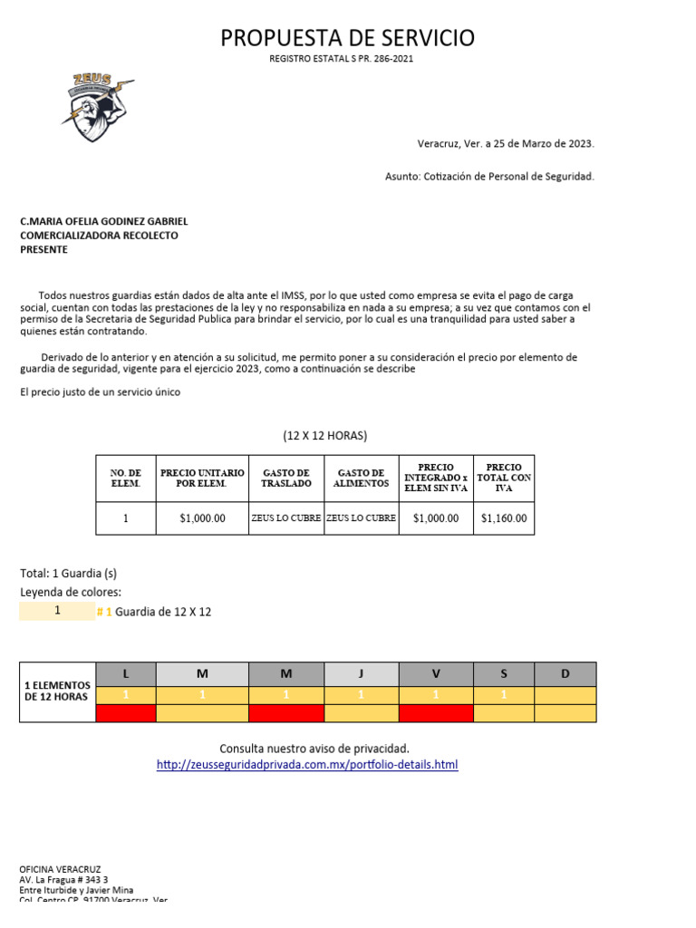 Cotización Machot | PDF