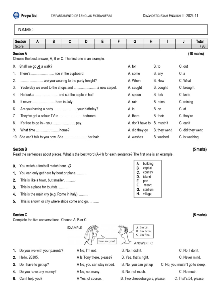 Diagnostic Exam English Iii Pdf