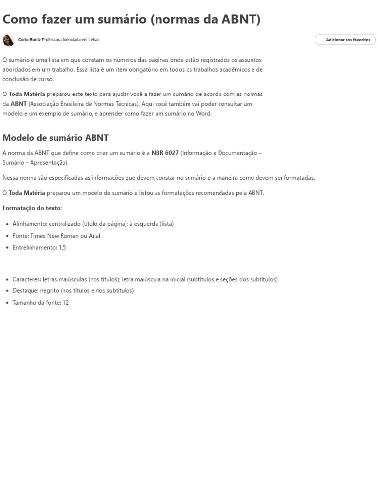 Como Fazer Um Sumário (Normas Da ABNT) - Toda Matéria | PDF | Janela ...
