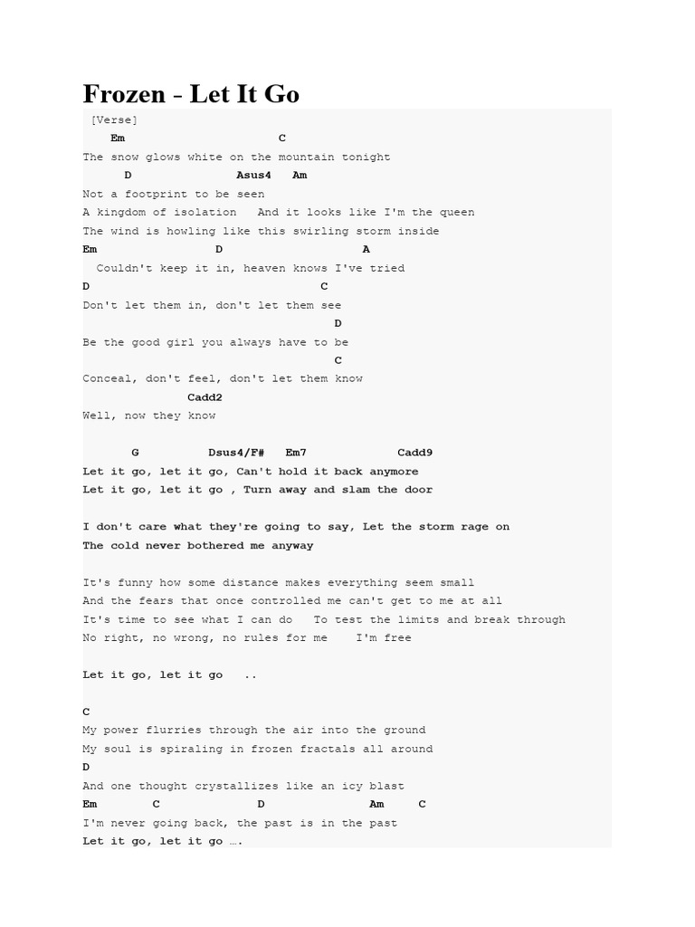 Frozen Song Lyrics: Let It Go | PDF