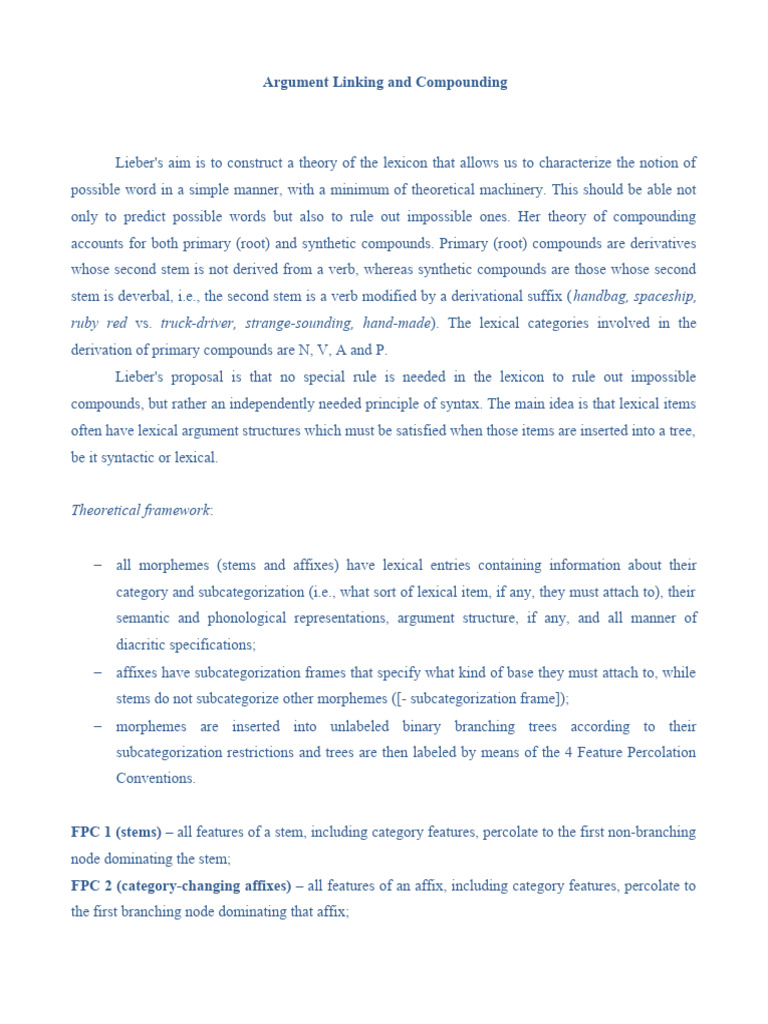 Curs 5 - Word Formation - Primary Compounding - Lieber | PDF | Lexicon ...
