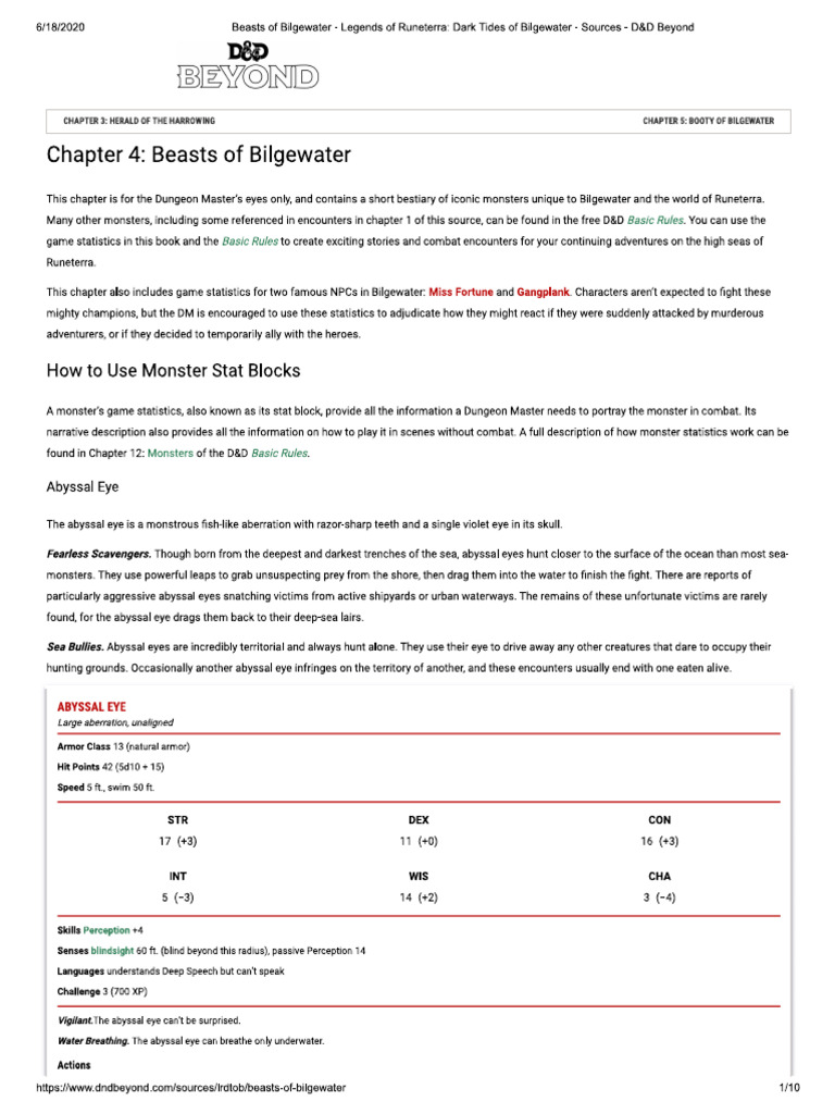 Dark Tides of Bilgewater - Chap4 - Monsters | PDF