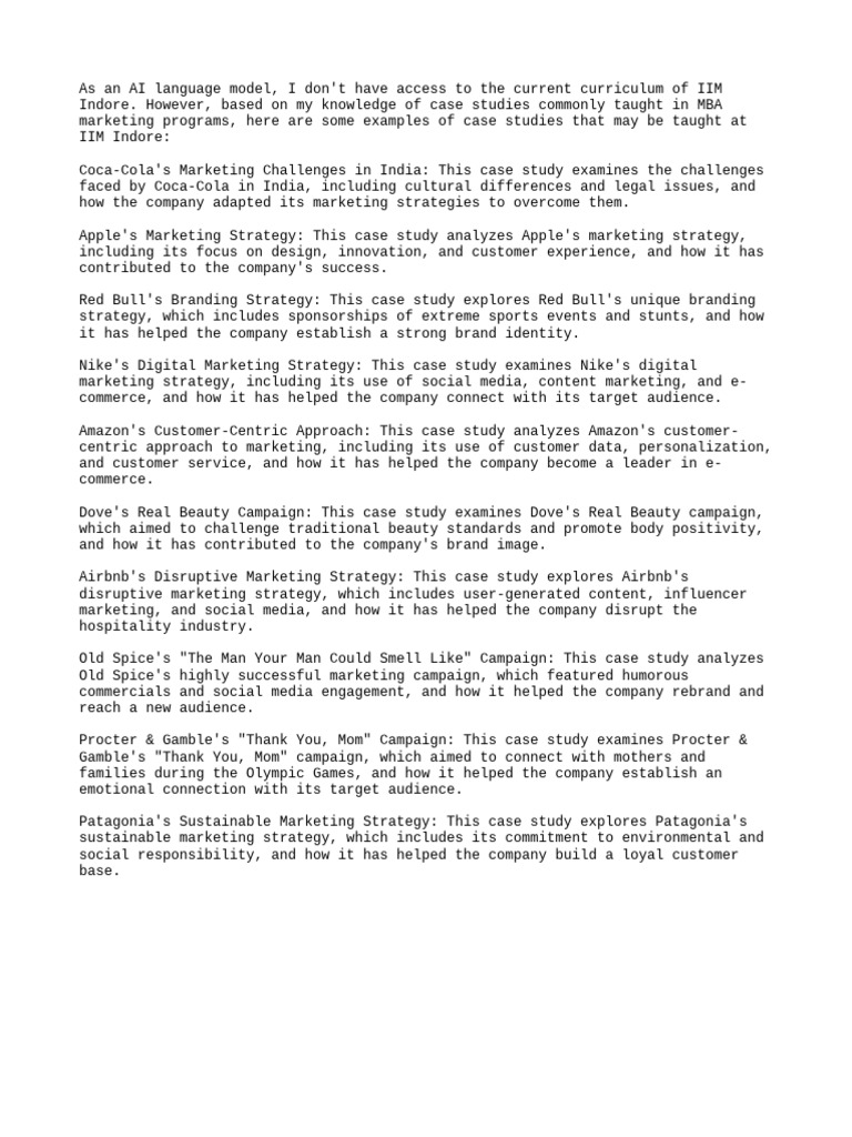 IIM Indore Case Studies | PDF | Brand | Marketing