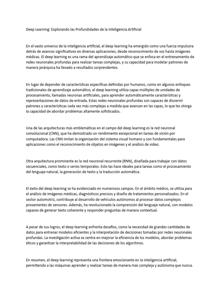 Deep Learning Explorando Las Profundidades de La Inteligencia Artificial | Descargar gratis PDF ...