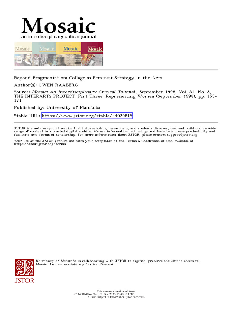 Beyond Fragmentation Collage As A Feminist Strategy By Gwen Raaberg
