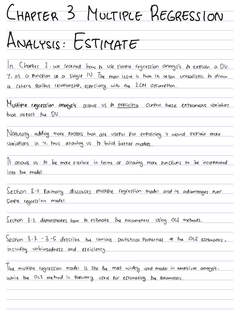 Chapter 3 Multiple Regression Analysis Estimation | PDF | Ordinary Least Squares | Regression ...