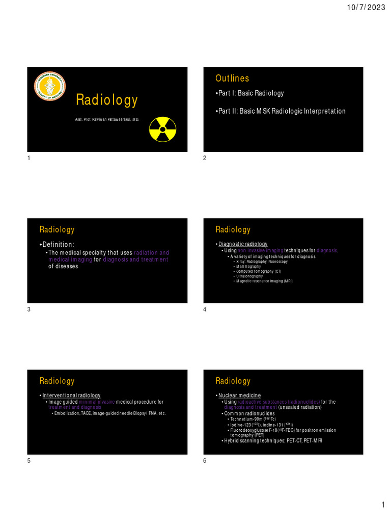 Basic Radiology For 3rd Year Medical Student Handout 09072023 | PDF ...