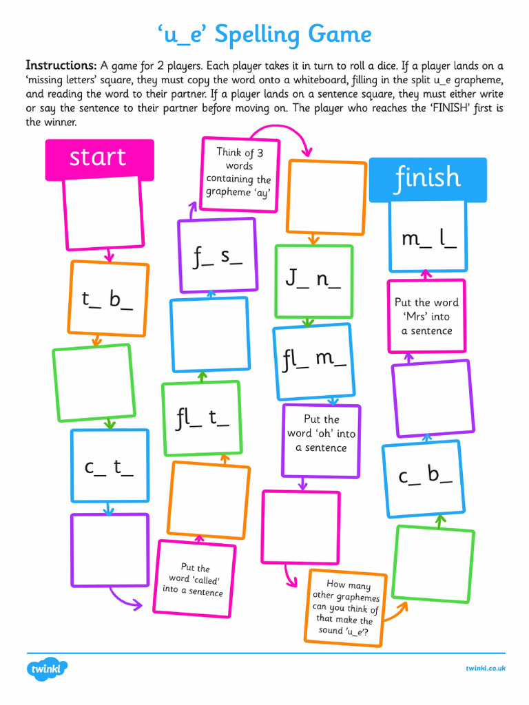 U e Spelling Board Game | PDF