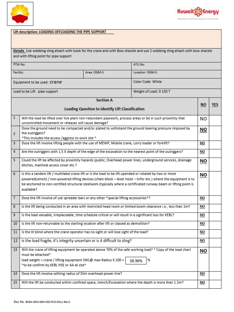 Routine Lift Plan | PDF | Crane (Machine) | Elevator