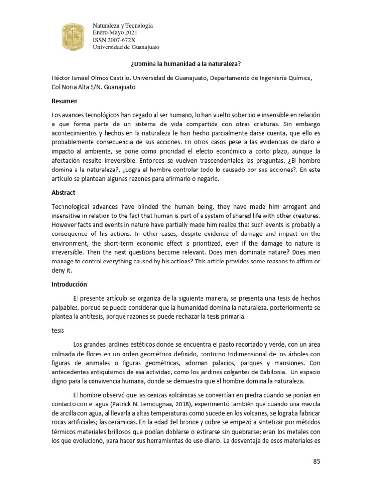 Domina La Humanidad A La Naturaleza | PDF | Dióxido de carbono ... Domina La Humanidad A La Naturaleza | PDF | Dióxido de carbono ...