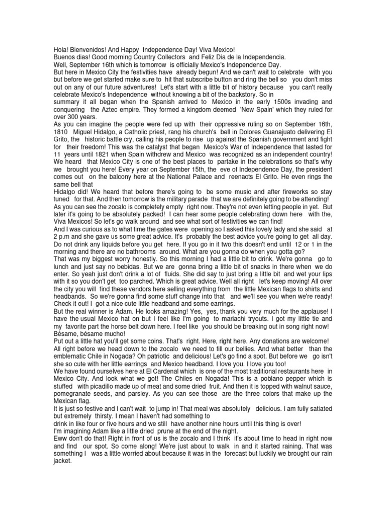 Script Video Independence Day | PDF | Mexico