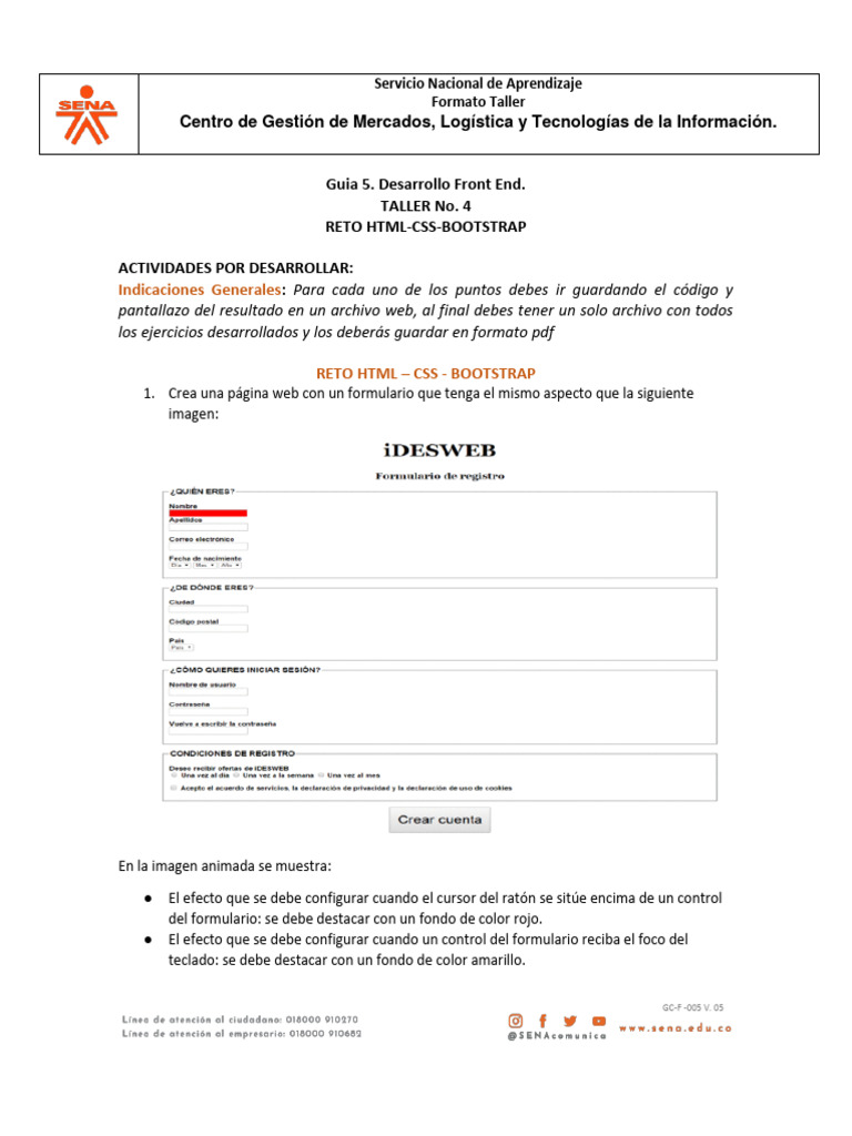 5 18 Taller Retos HTML CSS Bootstrap | PDF | HTML | Bootstrap (marco ...