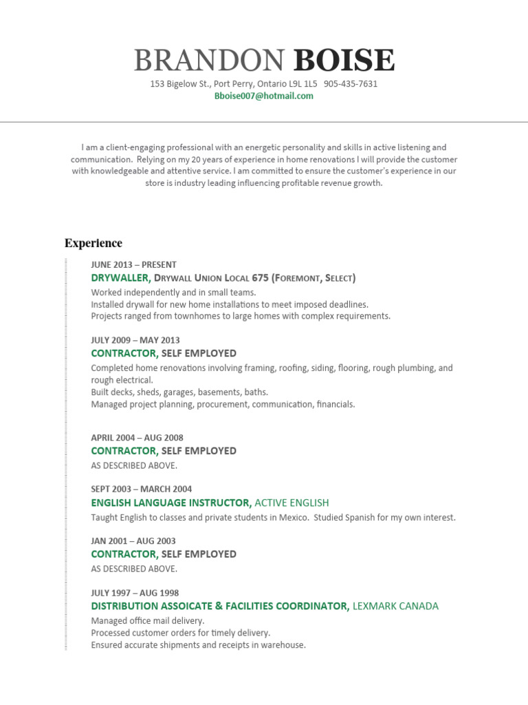 Resume Brandon Boise Retail Version | PDF | Business