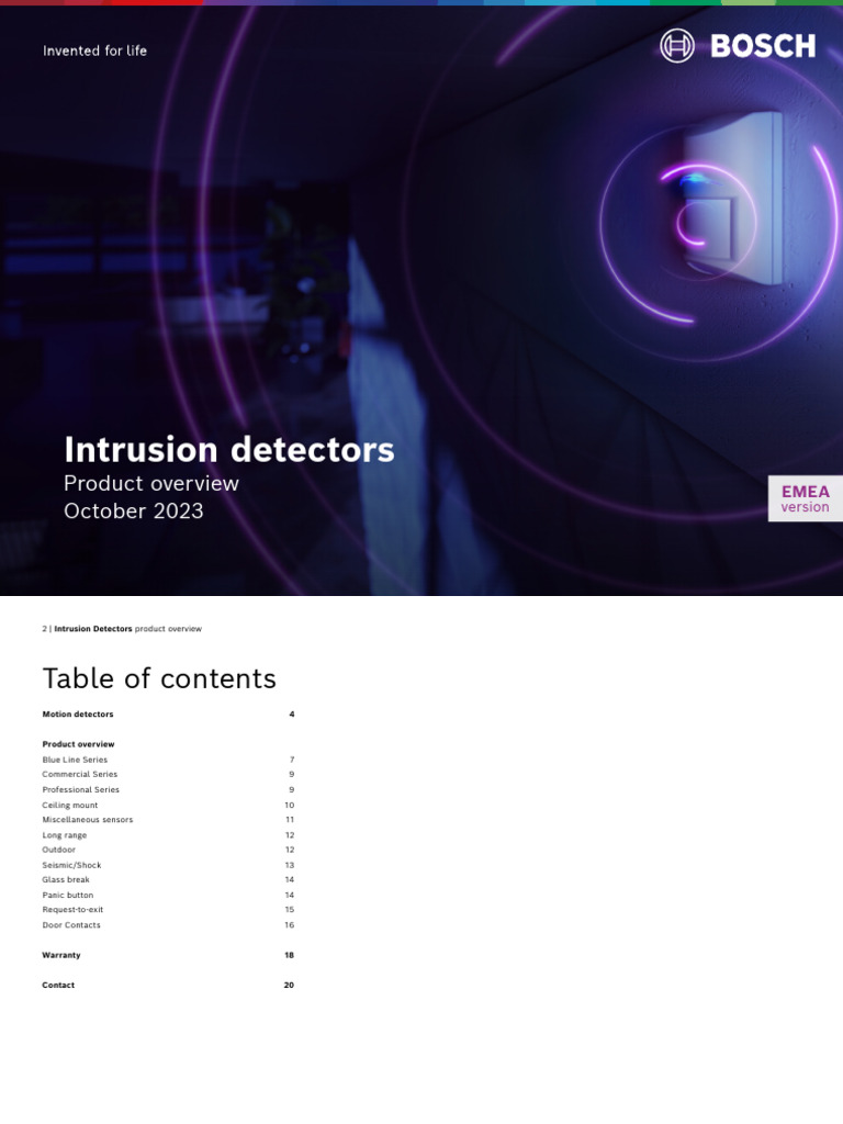 Bosch Intrusion Detectors Overview | PDF | Security Alarm | Sensor