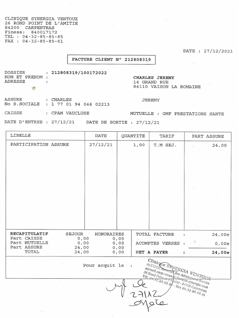 Facture Clinique | PDF