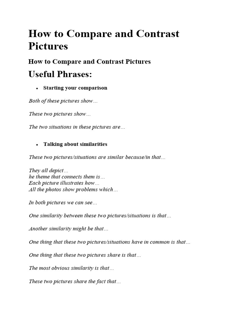 How To Compare and Contrast Pictures | PDF