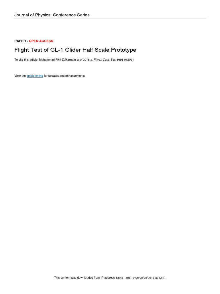 Flight Test of GL-1 Glider Half Scale Prototype | PDF | Aircraft | Takeoff