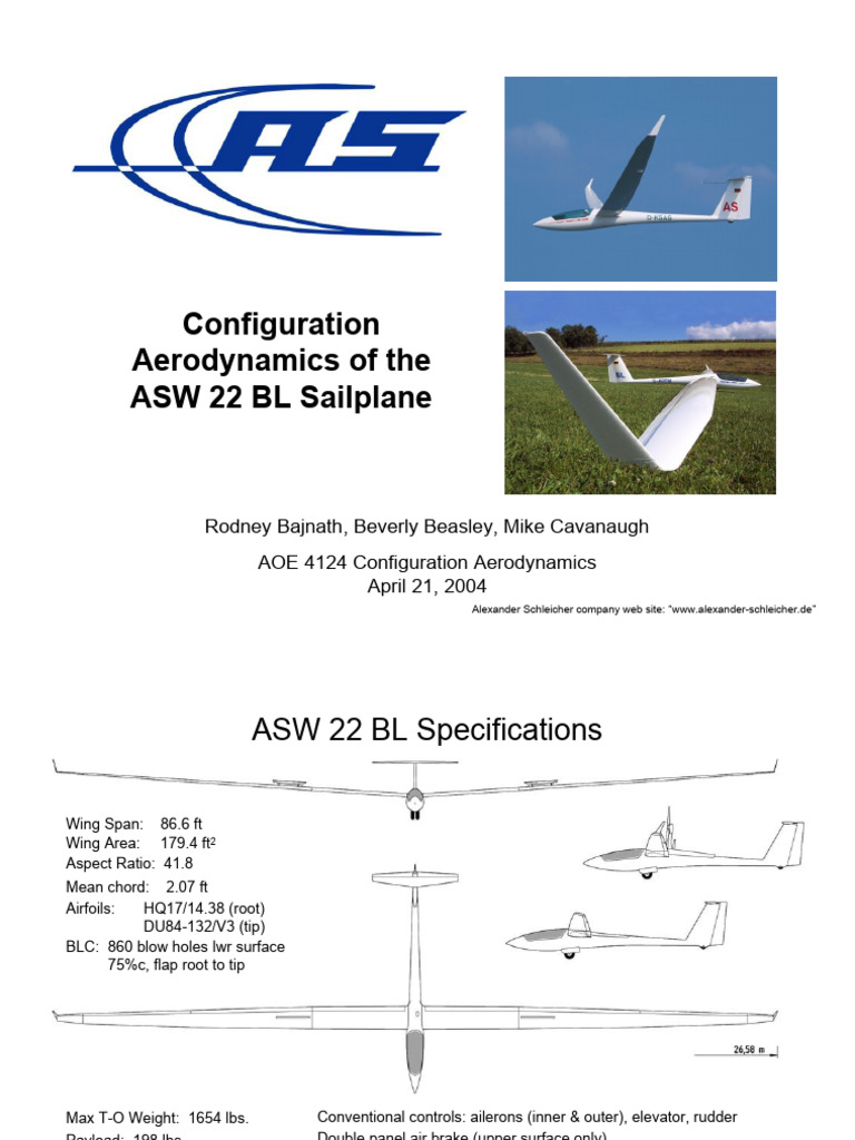 ASW 22 BL Sailplane Aerodynamics | PDF | Airfoil | Flap (Aeronautics)