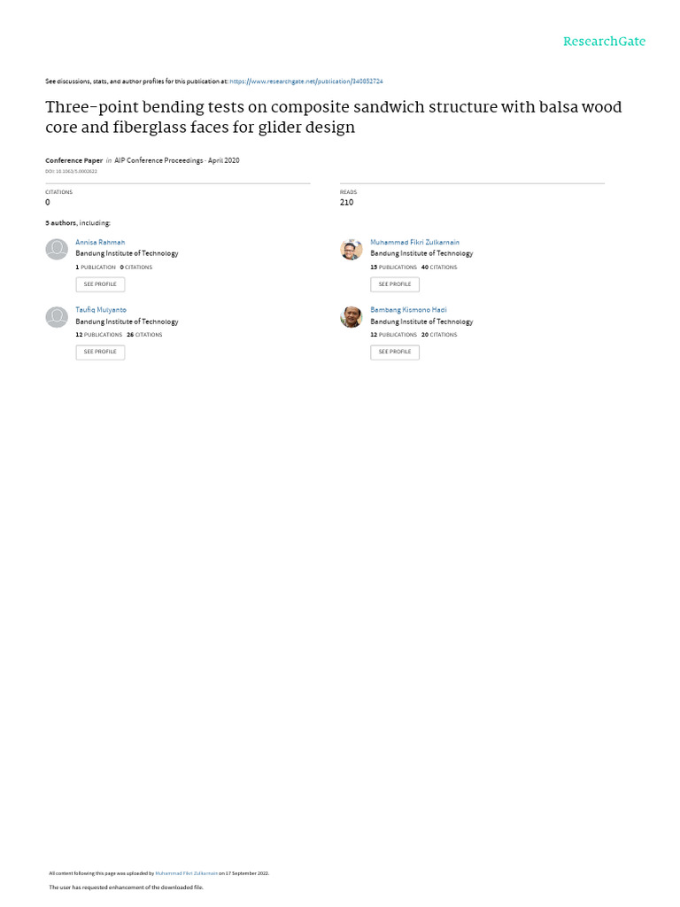 Three-Point Bending Tests On Composite Sandwich Structure With Balsa ...
