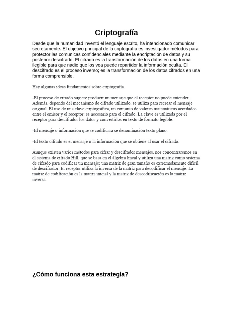 Criptografía en efecto | PDF | Cifrado | Matriz (Matemáticas)