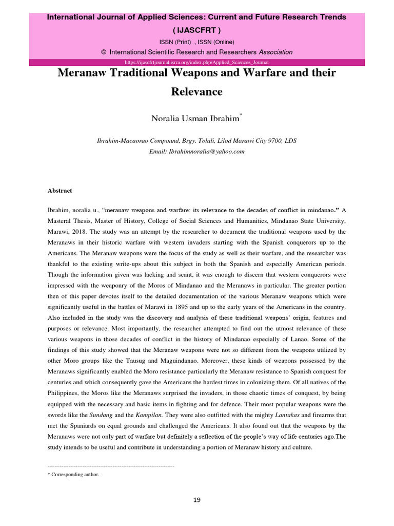 Meranaw Weapons: Historical Impact | PDF