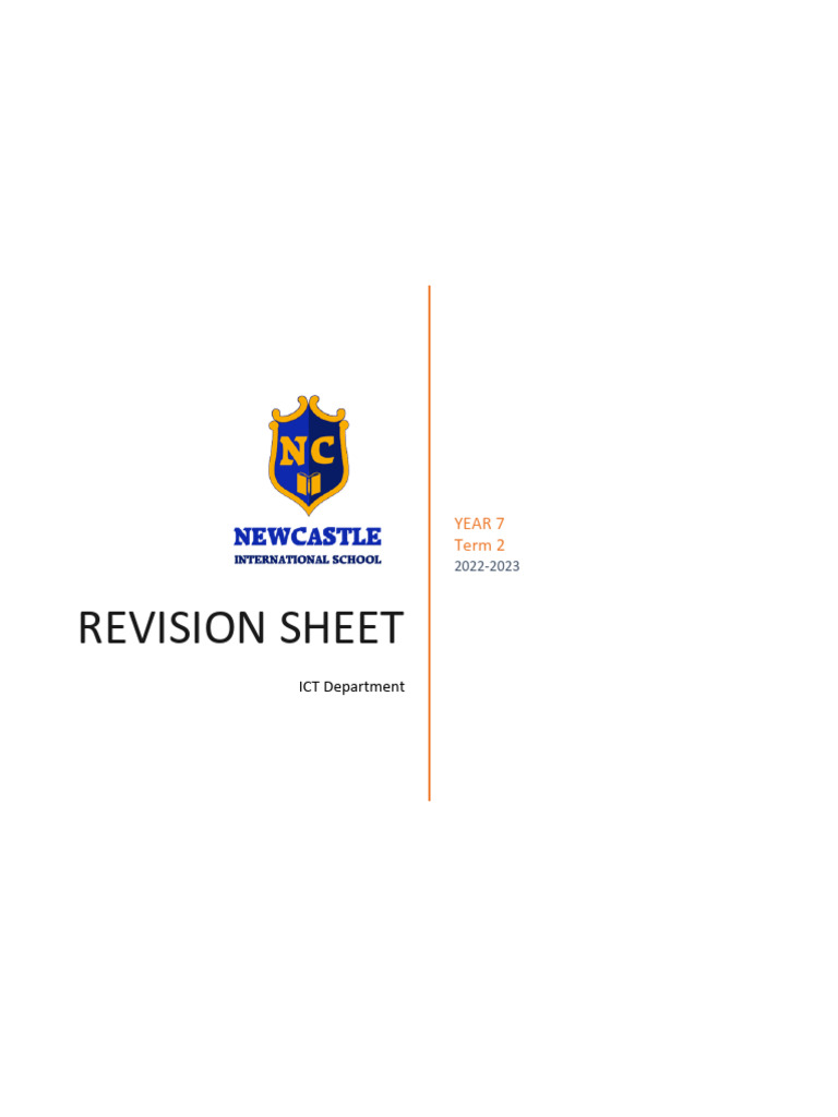 ICT Term2 Q-Revision Sheet - Year 7 | PDF | Tag (Metadata) | Hyperlink