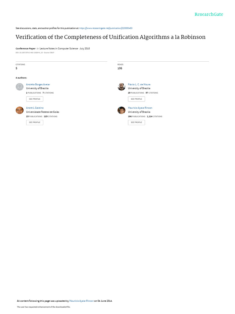 Verification of The Completeness of Unification Al | PDF | Formal ...