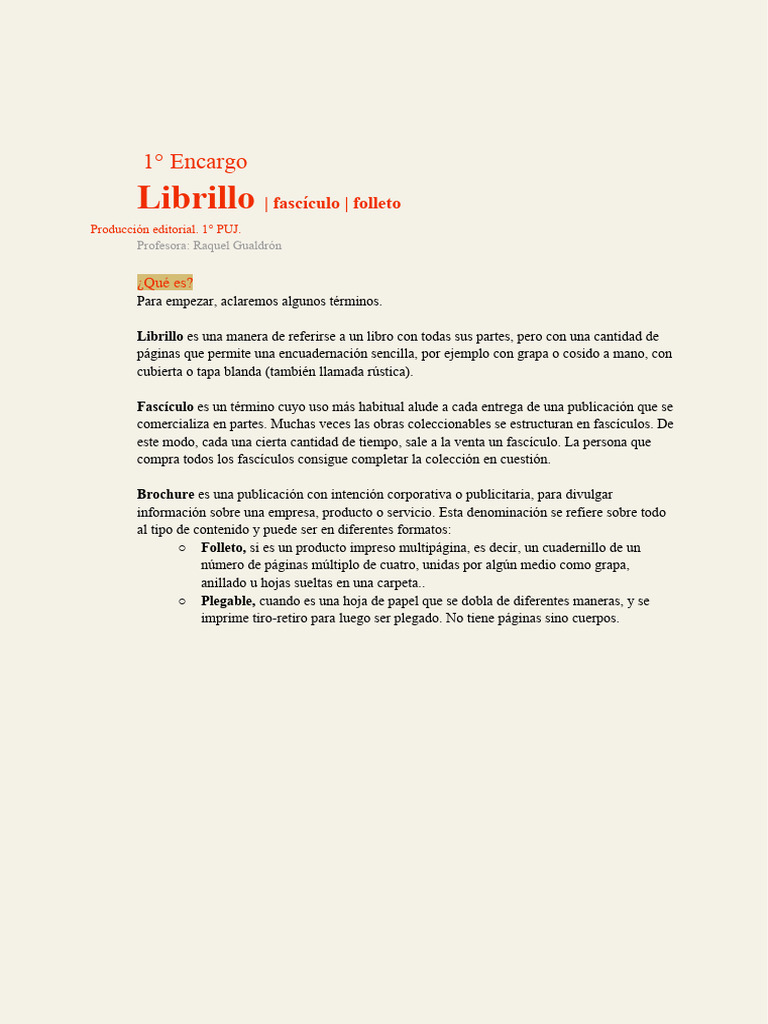 1° Librillo | PDF | Encuadernación | Libro de bolsillo