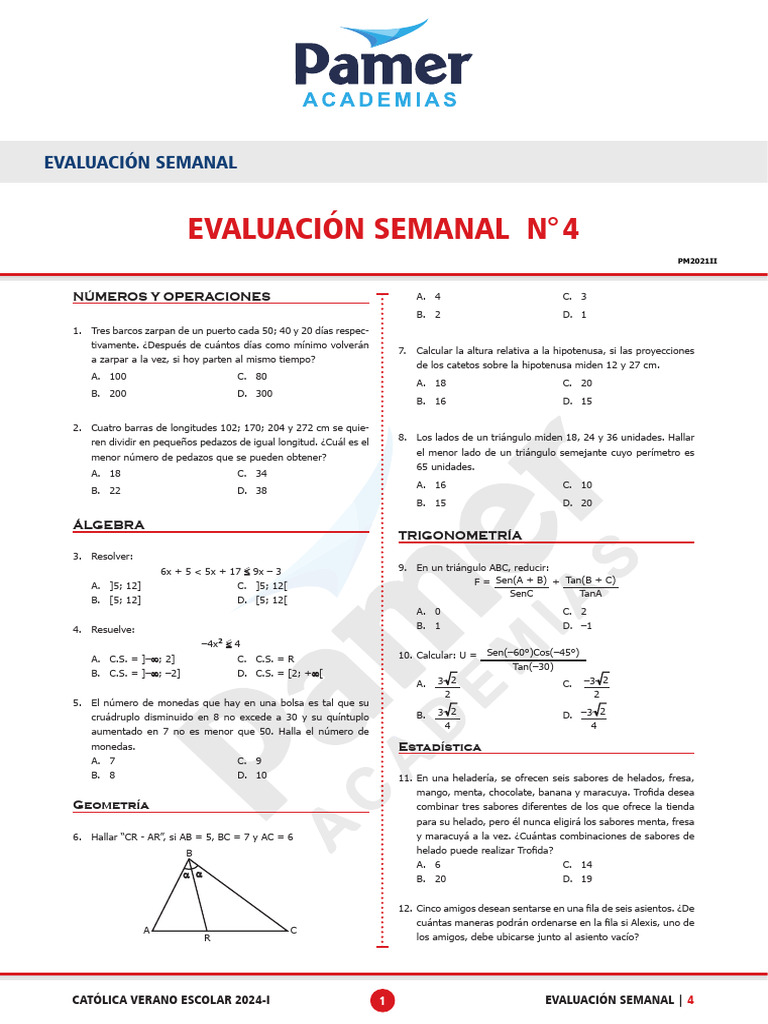 Eva 4 | PDF | Triángulo | Geometría triangular