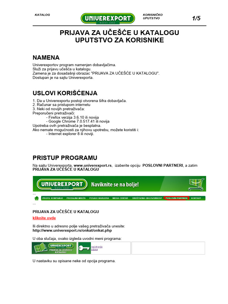 Online Katalog Uputstvo | PDF