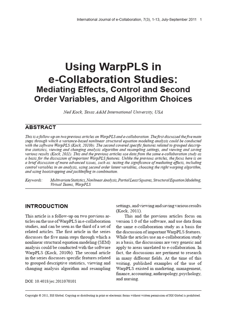 Warp PLS | PDF | Structural Equation Modeling | Resampling (Statistics)