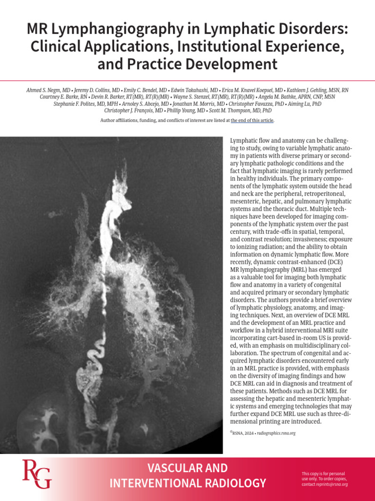 Negm Et Al 2024 MR Lymphangiography in Lymphatic Disorders Clinical ...