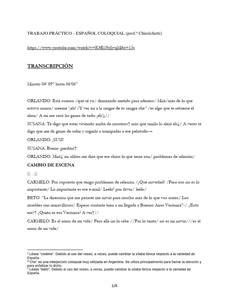 TRABAJO Práctico DE LENGUA LM1 Lenguaje Coloquial | PDF